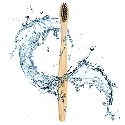 EveEco 4 Count I Bamboo Toothbrush I Soft Bristles Best for Sensitive Gums I Charcoal I Vegan I Natural Wood I BPA Fee I Recyclable I Compostable I Biodegradable | Environmentally Friendly