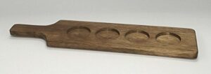 get pb-1136-oak beer flight sampler serving paddle only with card slit, 11" x 3.5", oak