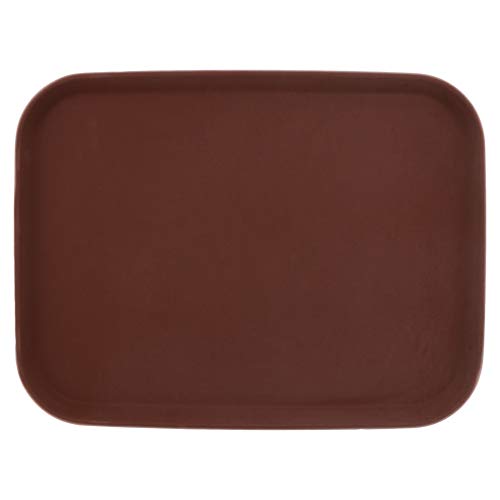 G.E.T. NS-1216-BR BPA-Free Non-Slip Plastic Rectangular Serving Tray, 12" x 16", Brown