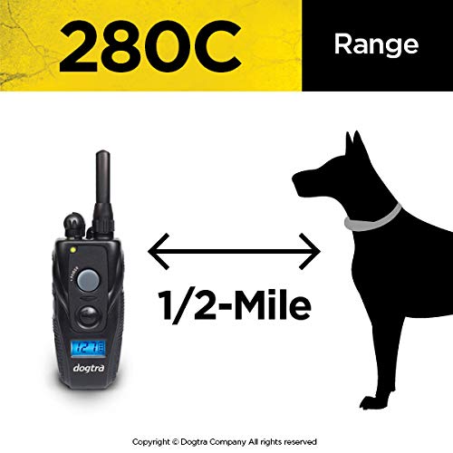 Dogtra 280C Remote Training E-Collar - 1/2 Mile Range - 127 Static Stimulation Levels, Vibration, LCD Screen, Rechargeable, Waterproof, Electric Dog Collar for Obedience Training of Small, Medium Dogs