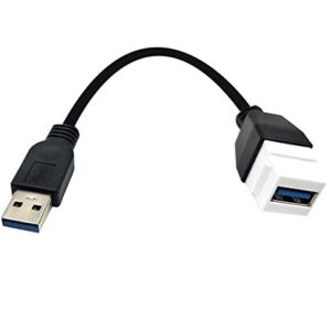 Poyiccot USB 3.0 Keystone Jack Cable, USB 3.0 A Male to USB 3.0 Keystone Jack Female M/F Pigtail Extension Keystone-to-Cable for Wall Plate Connectors Adapter Convertor Cable