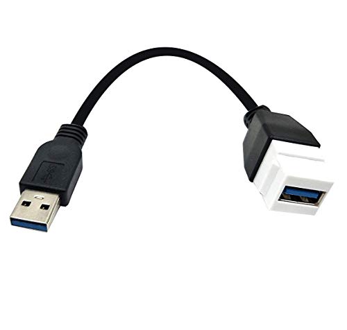 Poyiccot USB 3.0 Keystone Jack Cable, USB 3.0 A Male to USB 3.0 Keystone Jack Female M/F Pigtail Extension Keystone-to-Cable for Wall Plate Connectors Adapter Convertor Cable