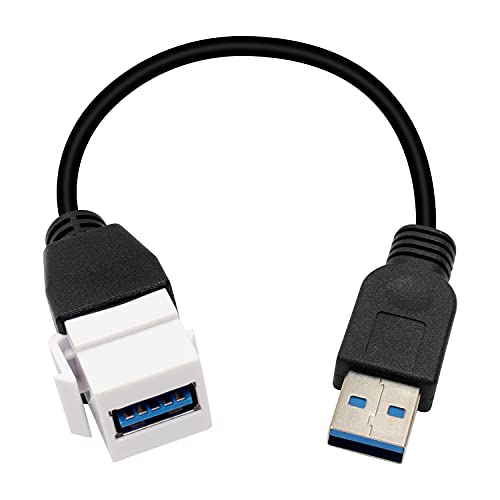 Poyiccot USB 3.0 Keystone Jack Cable, USB 3.0 A Male to USB 3.0 Keystone Jack Female M/F Pigtail Extension Keystone-to-Cable for Wall Plate Connectors Adapter Convertor Cable