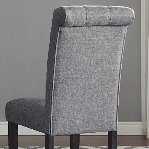 Roundhill Furniture Leviton Solid Wood Tufted Dining Chair, Set of 2, Gray