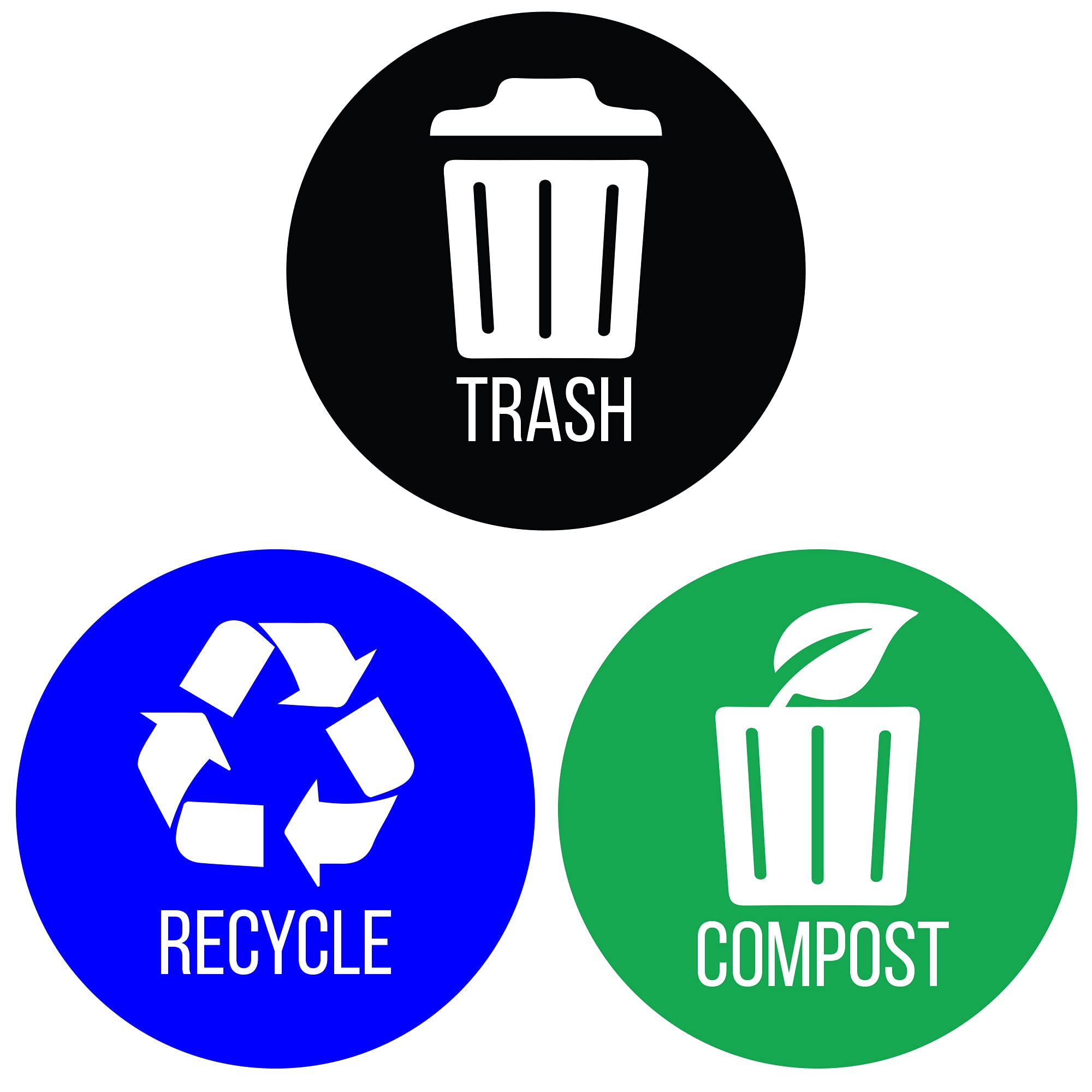 iTouchless Trash Stickers Premium Vinyl Decals for Trash Can; 3" Round Waterproof, Reusable (Set of 3); Indoor/Outdoor