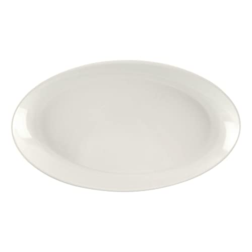 G.E.T. OP-1690-AW Heavy-Duty Shatterproof Plastic Oval Melamine Serving Platter, 16" x 9", American White