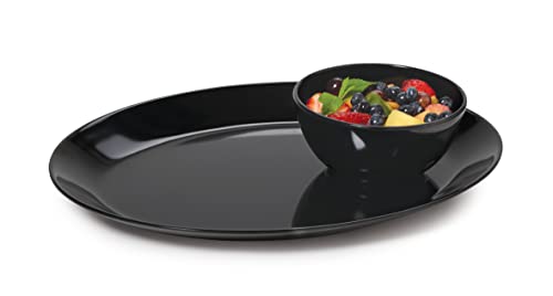 G.E.T. OP-1411-BK Black 14" x 10.75" Oval Coupe Platter (Pack of 12)