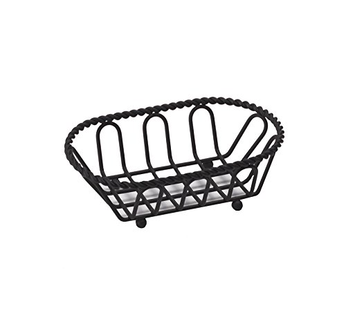 G.E.T. 4-33453 Black Oblong Braided Rim Metal Wire Basket Iron Powder Coated Wire Baskets Collection