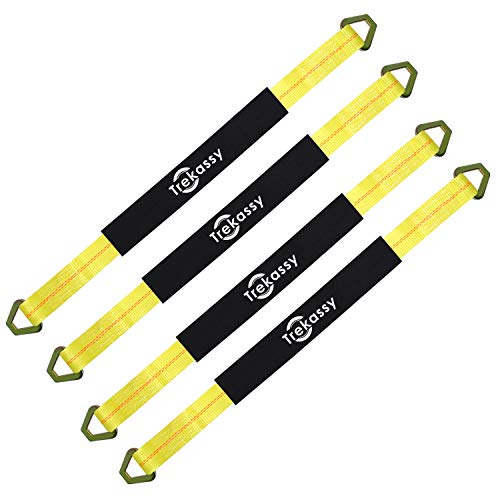 Trekassy 36"x 2" Axle Tie Down Straps with D-Ring and Protective Sleeve 10,000 Pound Capacity - 4 Pack