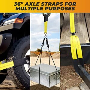 Trekassy 36"x 2" Axle Tie Down Straps with D-Ring and Protective Sleeve 10,000 Pound Capacity - 4 Pack