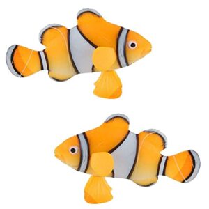 ldexin 2 pack silicone artificial aquarium floating clownfish decoration fish tank decor underwater saltwater fake fish glowing ornament