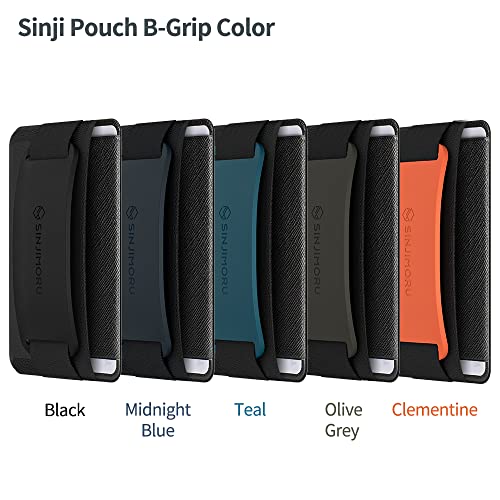 Sinjimoru Phone Grip Card Holder with Phone Stand, Secure Stick on Wallet for iPhone with Pop Out Stand for Table. Sinji Pouch B-Grip Black