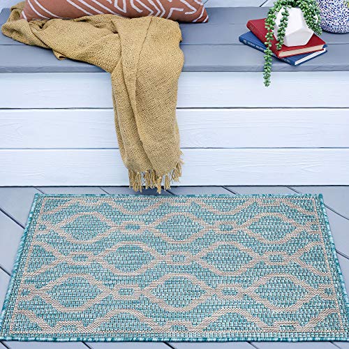 Universal Rugs Small 2x3 Indoor Outdoor Rugs for Patios Deck Porch Entryway - Transitional, Geometric Outside Area Rug Carpet for Entry Way