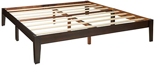 Olee Sleep Deluxe Wood Platform Bed Frame, King, Dark Brown