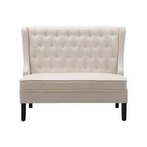 Andeworld Modern Tufted Loveaseat Settee Sofa Bench High Back for Dining Living Room Hallway or Entryway Seating(Beige 1)