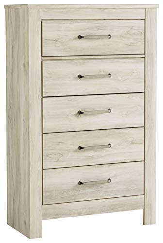 Signature Design by Ashley Bellaby Vintage Farmhouse 5 Drawer Chest of Drawers, Whitewash