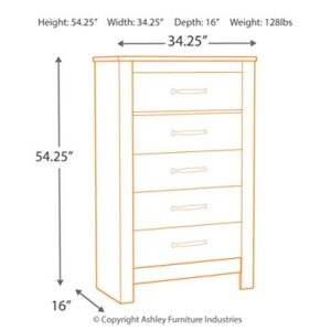 Signature Design by Ashley Bellaby Vintage Farmhouse 5 Drawer Chest of Drawers, Whitewash