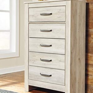 Signature Design by Ashley Bellaby Vintage Farmhouse 5 Drawer Chest of Drawers, Whitewash