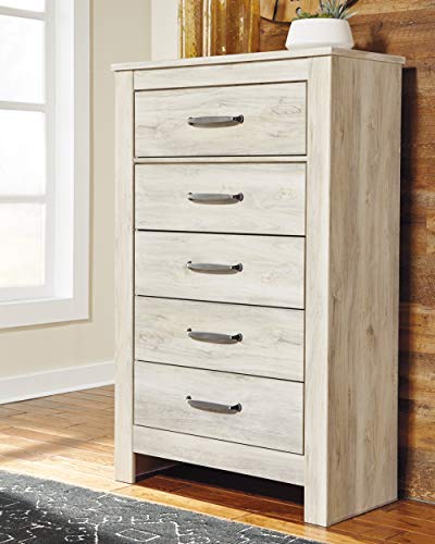 Signature Design by Ashley Bellaby Vintage Farmhouse 5 Drawer Chest of Drawers, Whitewash