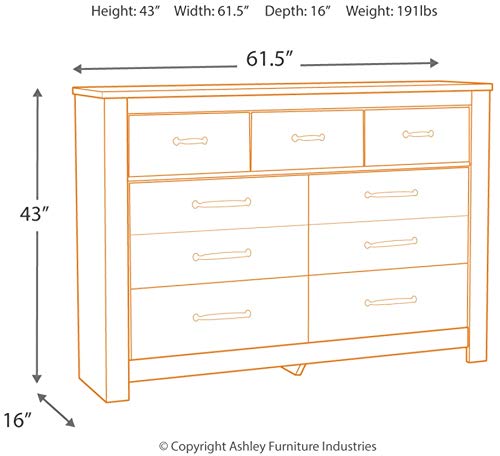 Signature Design by Ashley Bellaby Farmhouse 7 Drawer Dresser, Whitewash