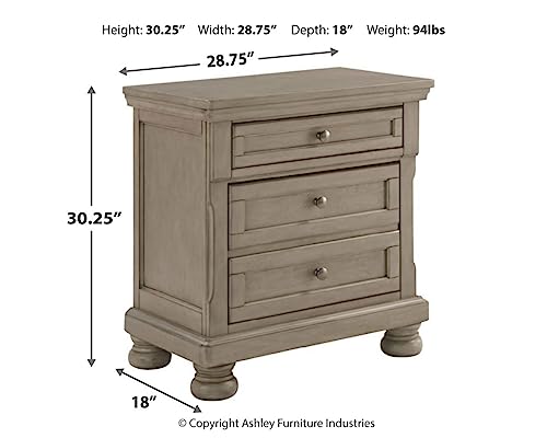 Signature Design by Ashley Lettner Modern Traditional 2 Drawer Nightstand, Light Gray