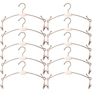 exttlliy metal underwear bra rack durable fashion children clothes hangers hook lingerie shop display hanger with clips (rose gold, 10pcs)