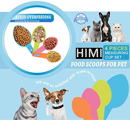 HINMAY Pet Food Scoops Plastic Measuring Cups Set for Dog Cat and Bird Food (Random Color)