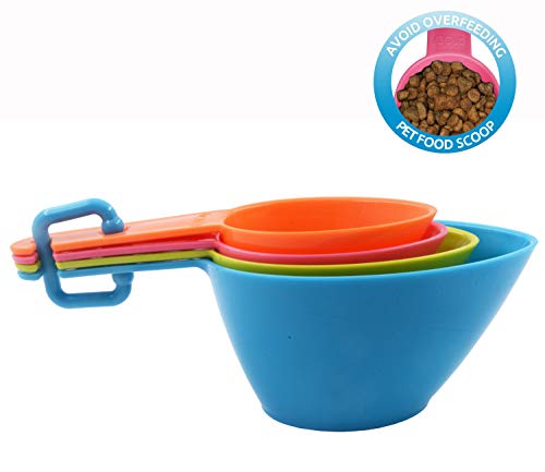 HINMAY Pet Food Scoops Plastic Measuring Cups Set for Dog Cat and Bird Food (Random Color)