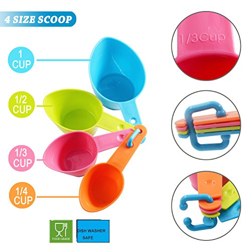 HINMAY Pet Food Scoops Plastic Measuring Cups Set for Dog Cat and Bird Food (Random Color)