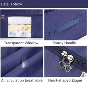 VEAMOR Comforter Storage Bags Pack of 2,Pillow Beddings/Blanket Clothes Organizer Storage Containers with Zippers,Breathable and Moistureproof(Navy blue 2pcs, XXL)