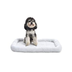 amazon basics 29-inch padded pet bolster bed, white, 29.13"l x 18.9"w x 2.76"h