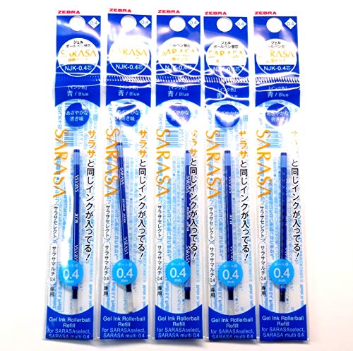 Zebra NJK-0.4 Blue Ink Refill (RNJK4-BL), 0.4mm, for Sarasa Multi, × 5 Pack/Total 5 pcs