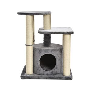 Amazon Basics Small Cat Tree Tower With Condo And Scratching Post - 26 x 19 x 31 Inches, Gray