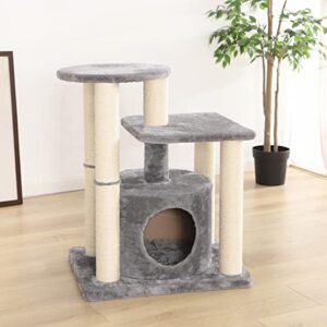 Amazon Basics Small Cat Tree Tower With Condo And Scratching Post - 26 x 19 x 31 Inches, Gray