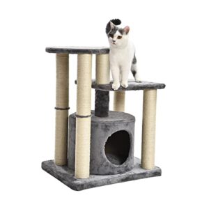 Amazon Basics Small Cat Tree Tower With Condo And Scratching Post - 26 x 19 x 31 Inches, Gray