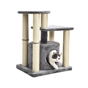 Amazon Basics Small Cat Tree Tower With Condo And Scratching Post - 26 x 19 x 31 Inches, Gray