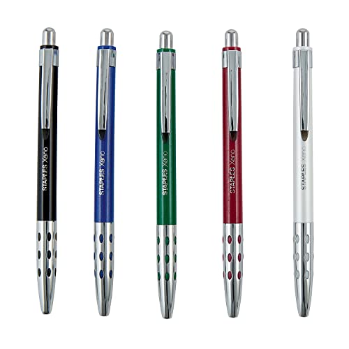 STAPLES 2498376 Xeno Ballpoint Retractable Pens Medium 1.0Mm Assorted 5Pk (50784)