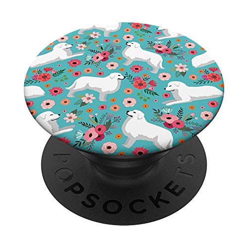 Cute Great Pyrenees Flower Pattern PopSockets PopGrip: Swappable Grip for Phones & Tablets