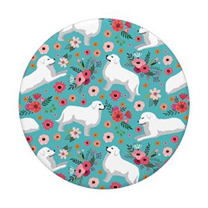 Cute Great Pyrenees Flower Pattern PopSockets PopGrip: Swappable Grip for Phones & Tablets