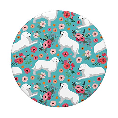 Cute Great Pyrenees Flower Pattern PopSockets PopGrip: Swappable Grip for Phones & Tablets