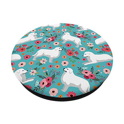 Cute Great Pyrenees Flower Pattern PopSockets PopGrip: Swappable Grip for Phones & Tablets