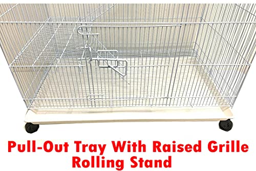 55" Extra Large 5 Levels 3/8-Inch Tight Spacing Ferret Chinchilla Sugar Glider Rats Mice Wire Cage for Small Animal or Bird (White)