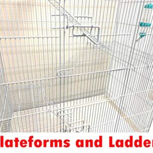 55" Extra Large 5 Levels 3/8-Inch Tight Spacing Ferret Chinchilla Sugar Glider Rats Mice Wire Cage for Small Animal or Bird (White)