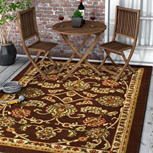 Well Woven Kings Court Tabriz Traditional Brown Oriental 3'3" x 4'7" Indoor/Outdoor Area Rug