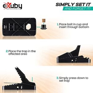 eXuby Large Powerful Rat Traps (4 Pack) - Kills Instantly with Powerful Steel Spring - Setup in Seconds - Wash & Reuse Over & Over - Hands Free Disposal - Rat Control Without Harmful Poisons or Chem