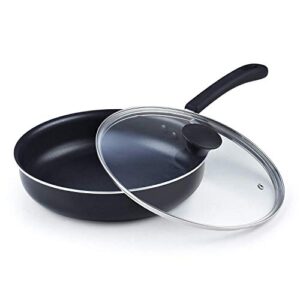 cook n home 10.5-inch/3.5 quart nonstick deep saute fry pan/jumbo cooker with lid, black