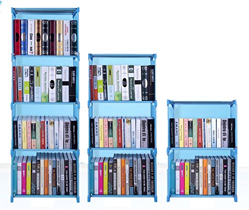 Hosmat 9-Cube DIY Children's Bookcase 30 inch Adjustable Bookshelf Organizer Shelves Unit, Folding Storage Shelves Unit (Blue_9 Cubes)