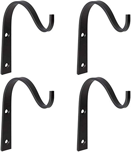 Mkono Plant Hanger Bracket 3 Inch, Iron Wall Hooks Decorative Coat Hook for Hanging Planter, Lanterns, Mason Jar, Bird Feeders, Wind Chimes, Hat, Indoor Outdoor Rustic Home Decor, 4 Pack