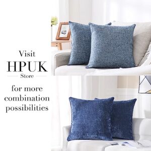 HPUK Decorative Throw Pillow Covers Set of 4 Square Couch Pillows Linen Cushion Cover for Couch Sofa Living Room, 18"x18" inches, Blue