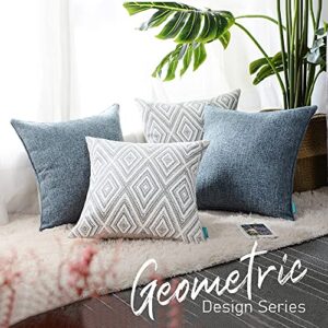 HPUK Decorative Throw Pillow Covers Set of 4 Square Couch Pillows Linen Cushion Cover for Couch Sofa Living Room, 18"x18" inches, Blue